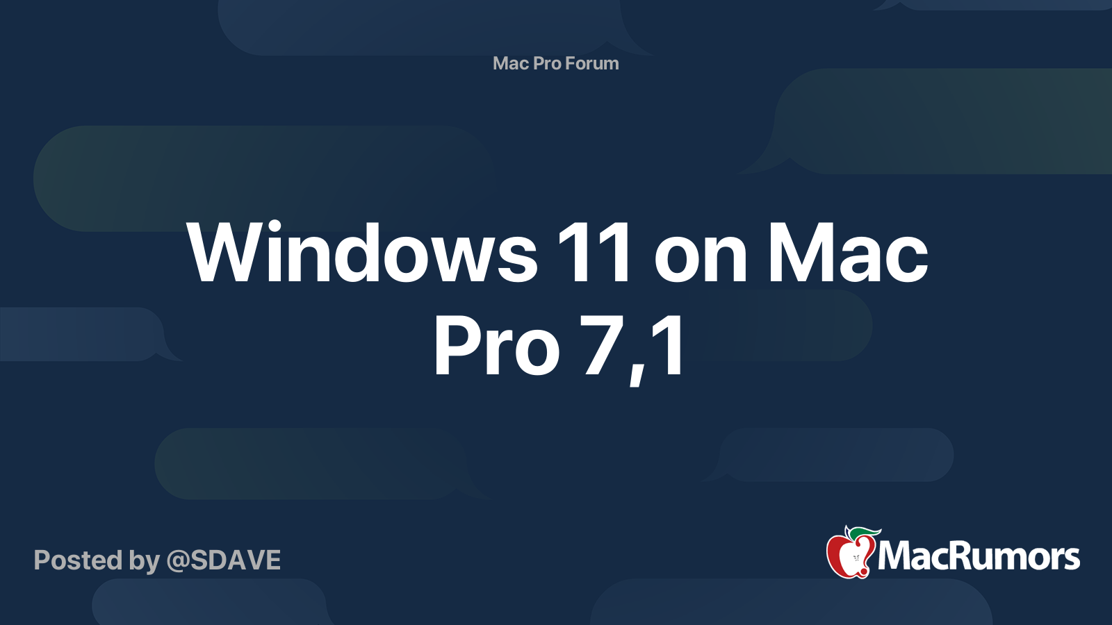 Windows 11 on Mac Pro 7,1 | MacRumors Forums