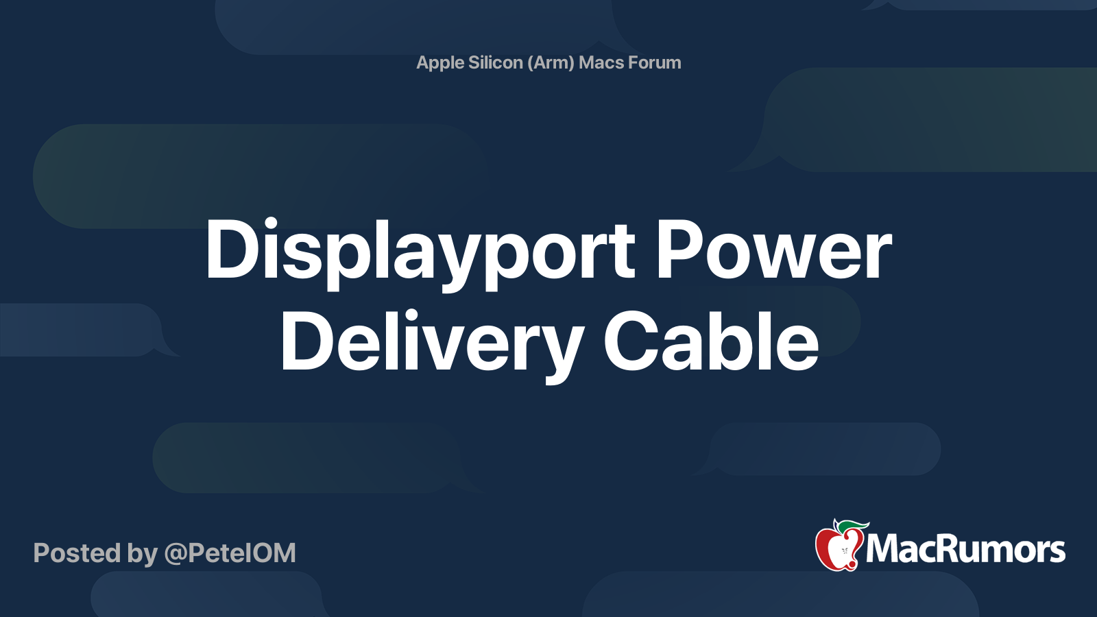 Displayport Power Delivery Cable | MacRumors Forums