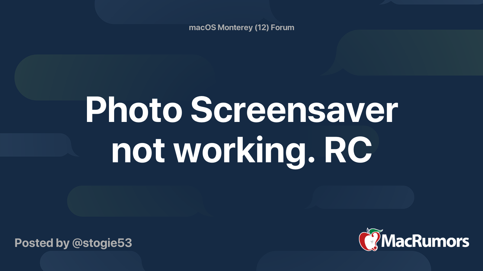 Photo Screensaver not working. RC | MacRumors Forums