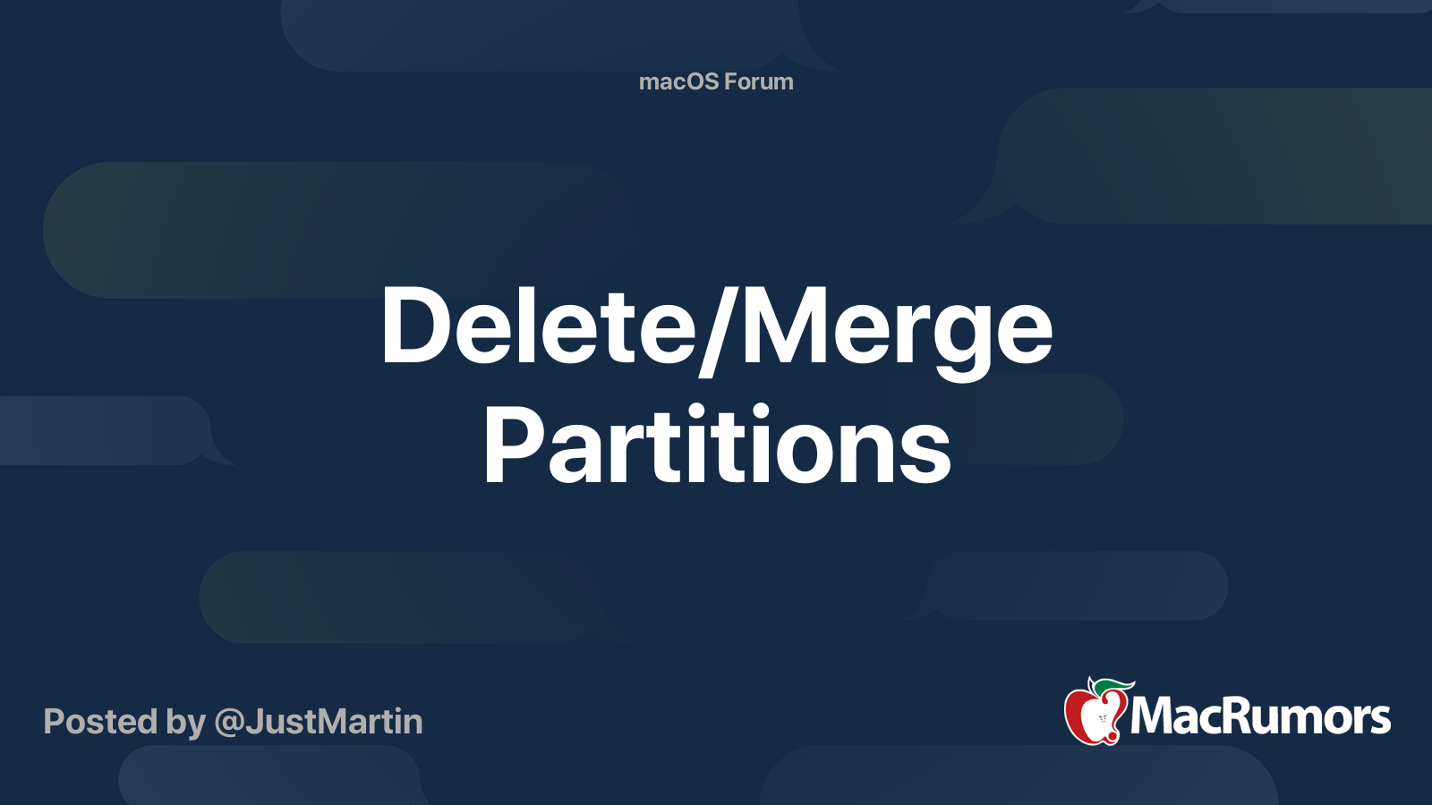 Delete/Merge Partitions | MacRumors Forums