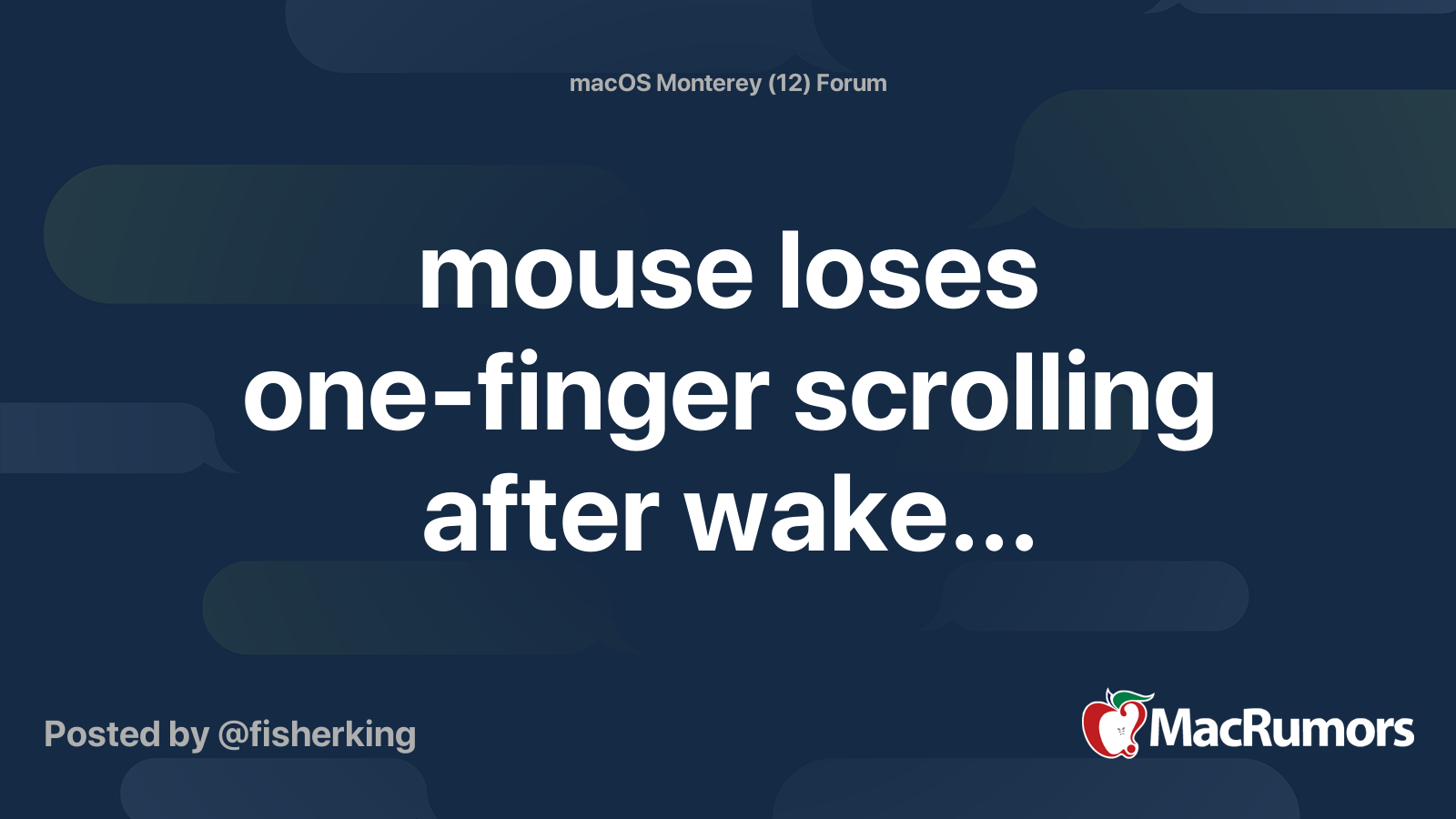 mouse loses one-finger scrolling after wake... | MacRumors Forums