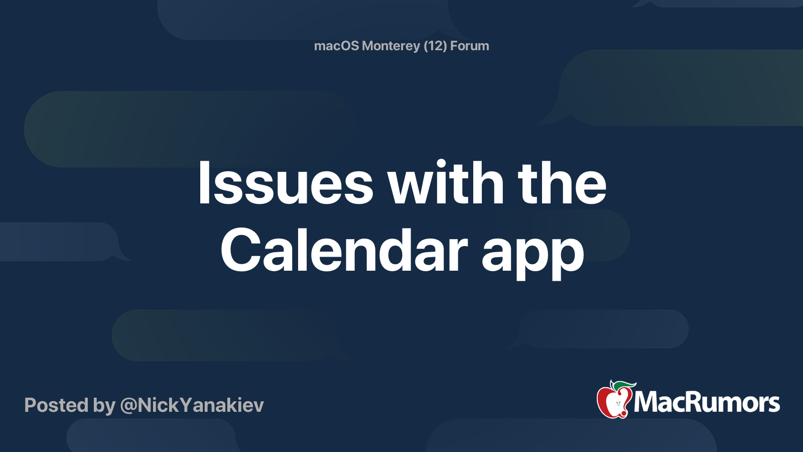 Issues with the Calendar app | MacRumors Forums