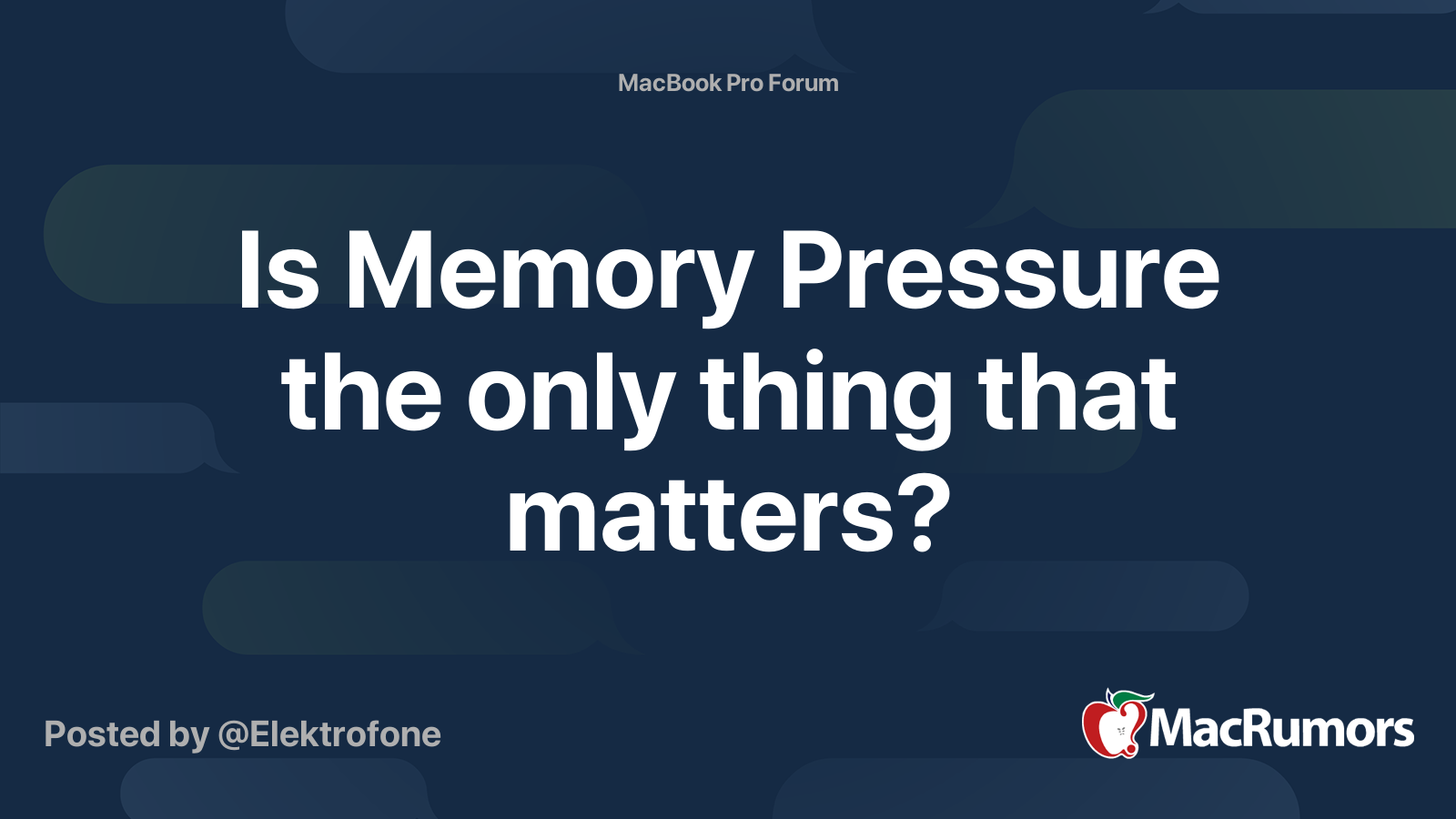 Is Memory Pressure the only thing that matters? | MacRumors Forums