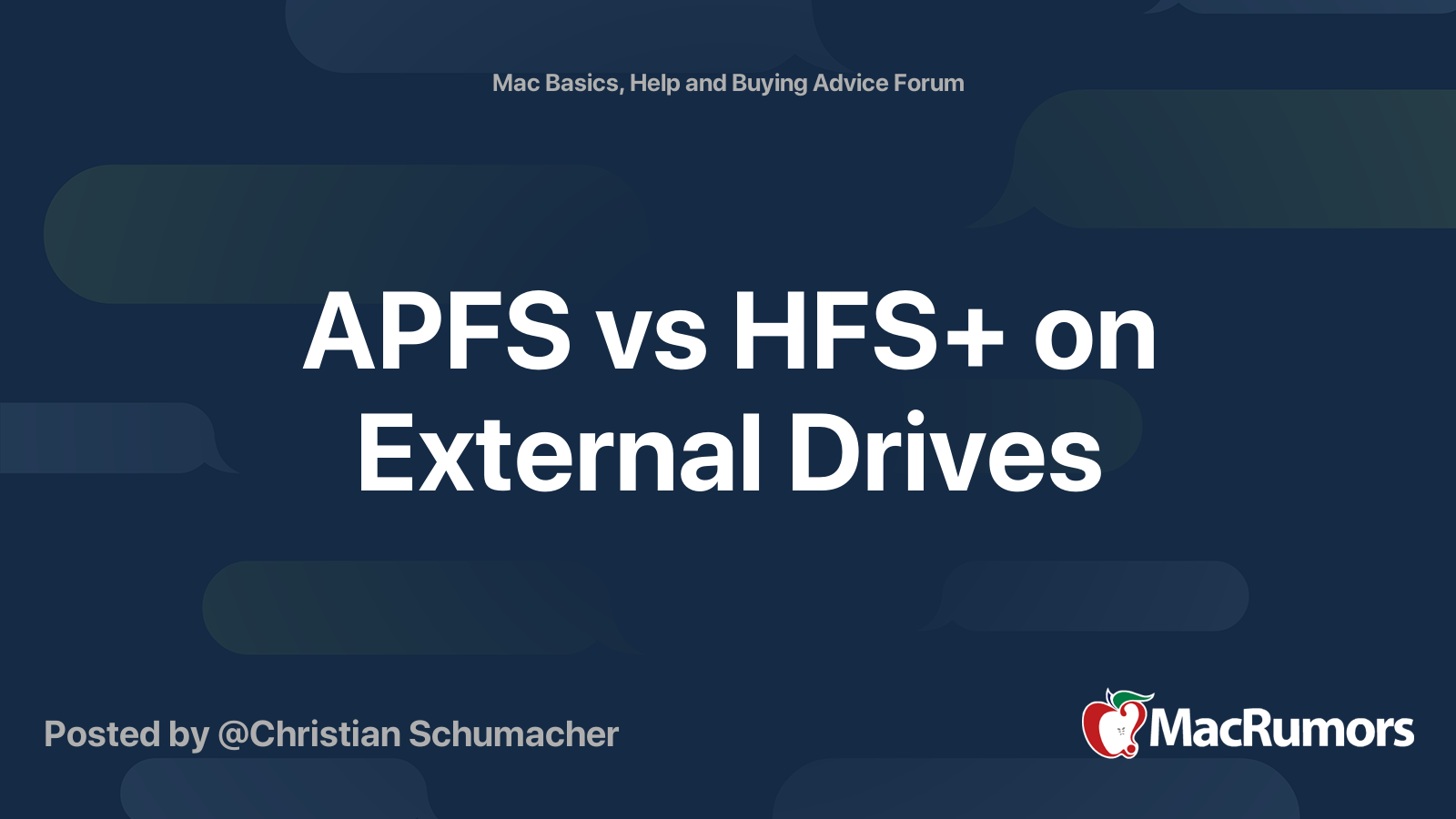 APFS vs HFS+ on External Drives | MacRumors Forums
