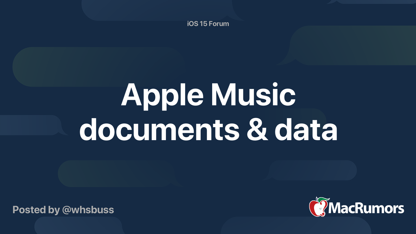 Apple Music documents & data | MacRumors Forums