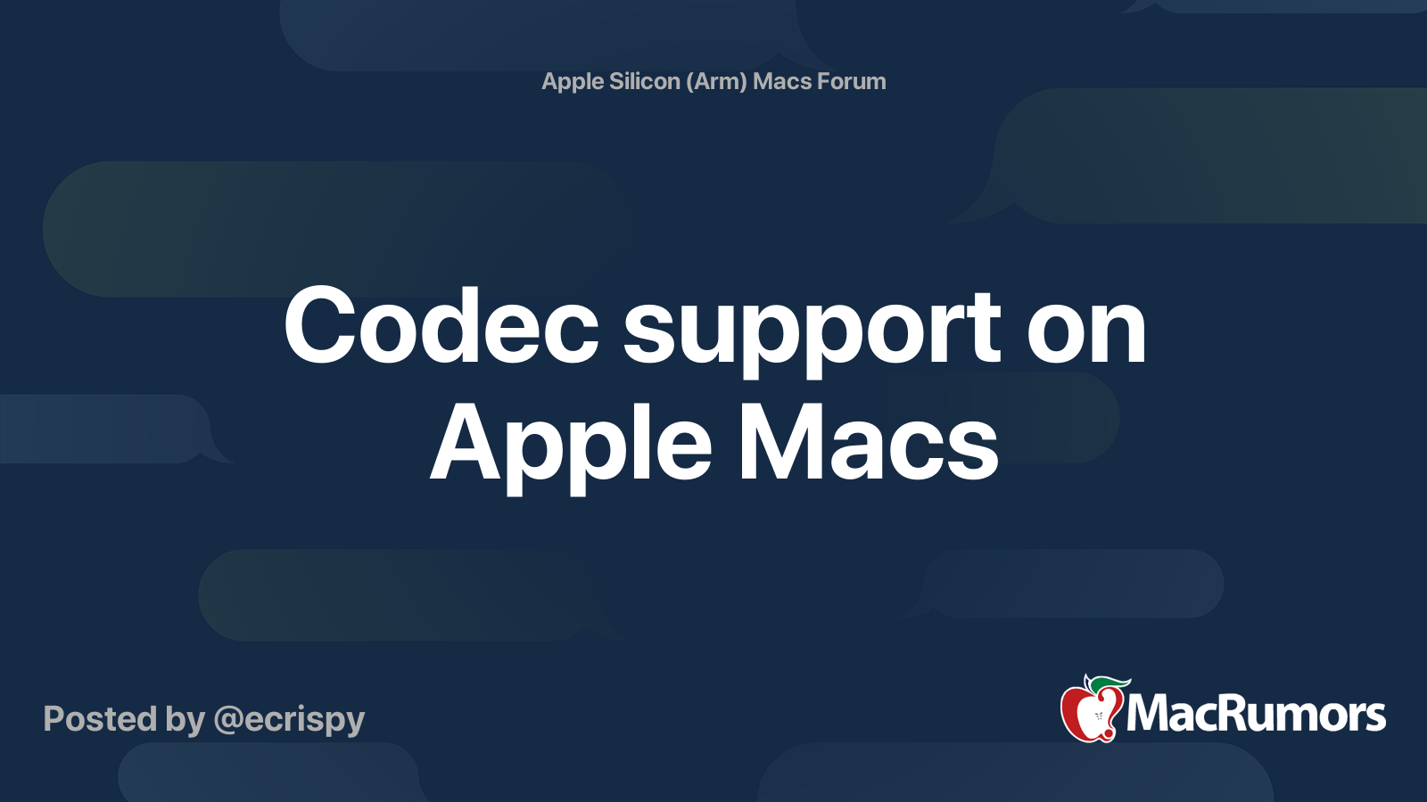Codec support on Apple Macs | MacRumors Forums