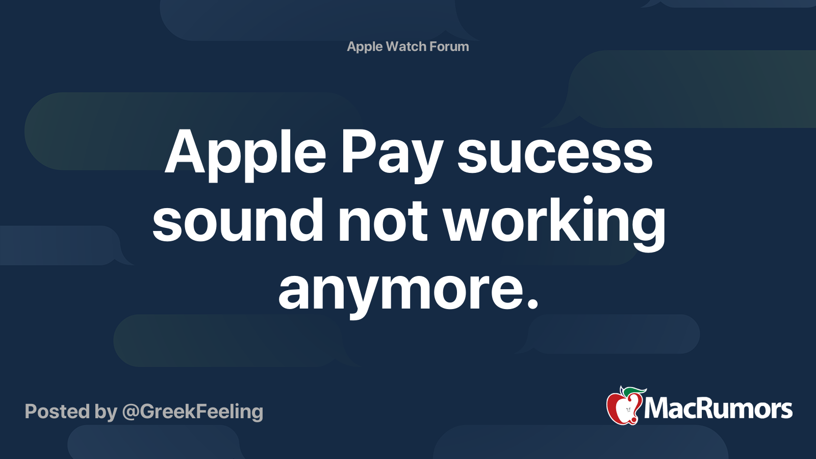 Apple Pay sucess sound not working anymore. | MacRumors Forums