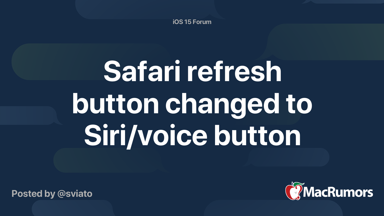 Safari refresh button changed to Siri/voice button | MacRumors Forums