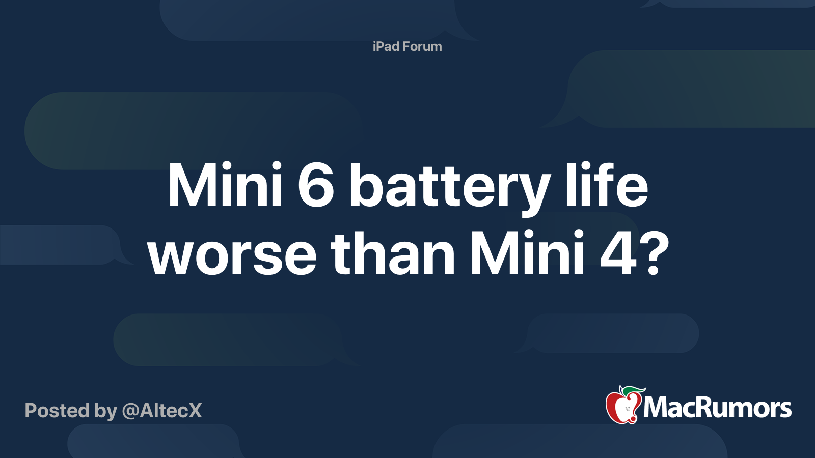 Mini 6 battery life worse than Mini 4? | MacRumors Forums