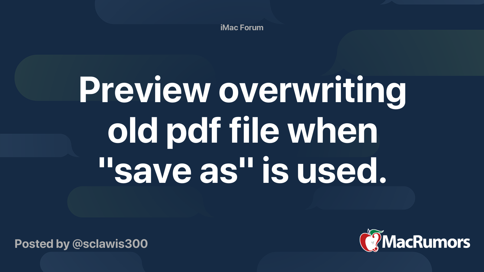 Preview overwriting old pdf file when "save as" is used. | MacRumors Forums