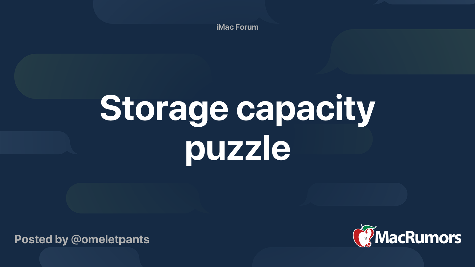 Storage capacity puzzle | MacRumors Forums