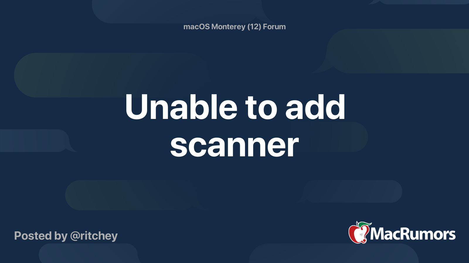 Unable to add scanner | MacRumors Forums
