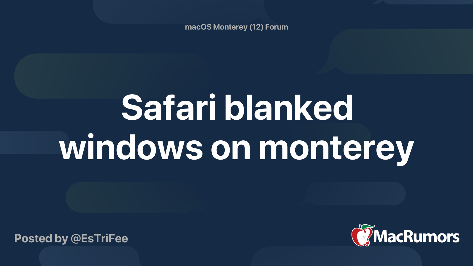 Safari blanked windows on monterey | MacRumors Forums