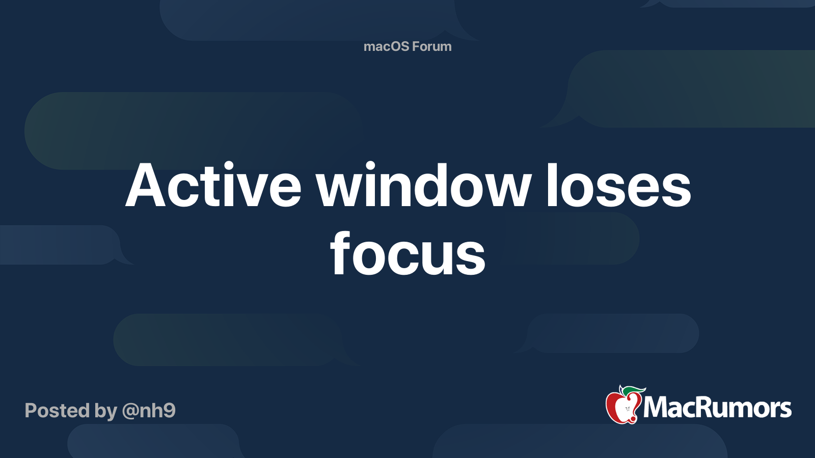 Active window loses focus | MacRumors Forums