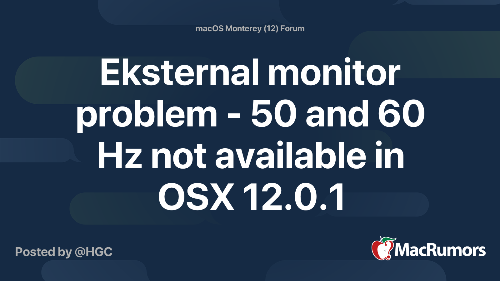 Eksternal monitor problem - 50 and 60 Hz not available in OSX 12.0.1 ...