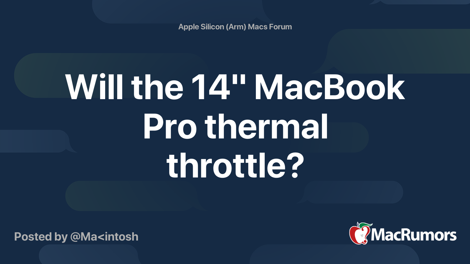 Will the 14" MacBook Pro thermal throttle? | MacRumors Forums
