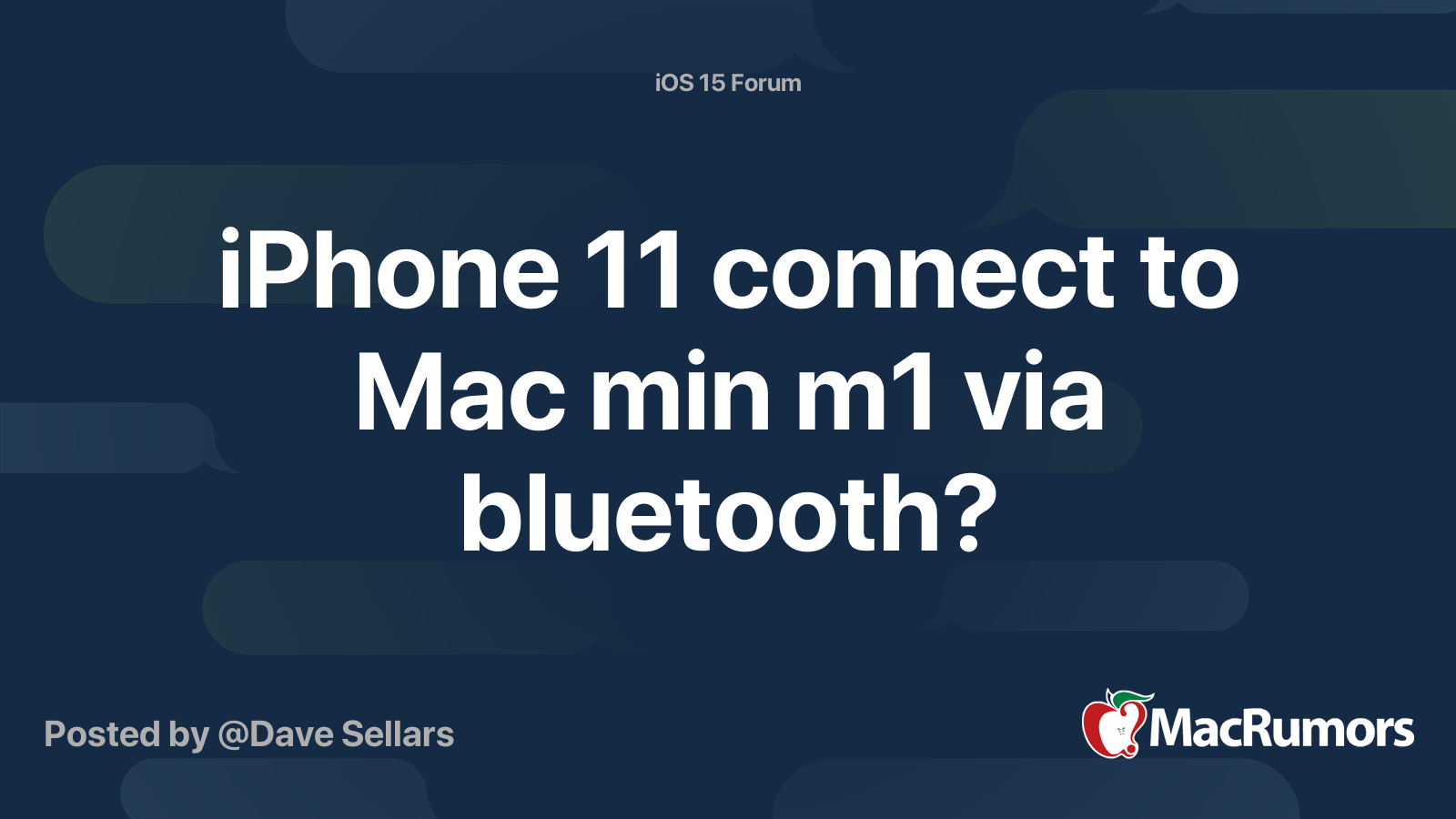 iPhone 11 connect to Mac min m1 via bluetooth? | MacRumors Forums