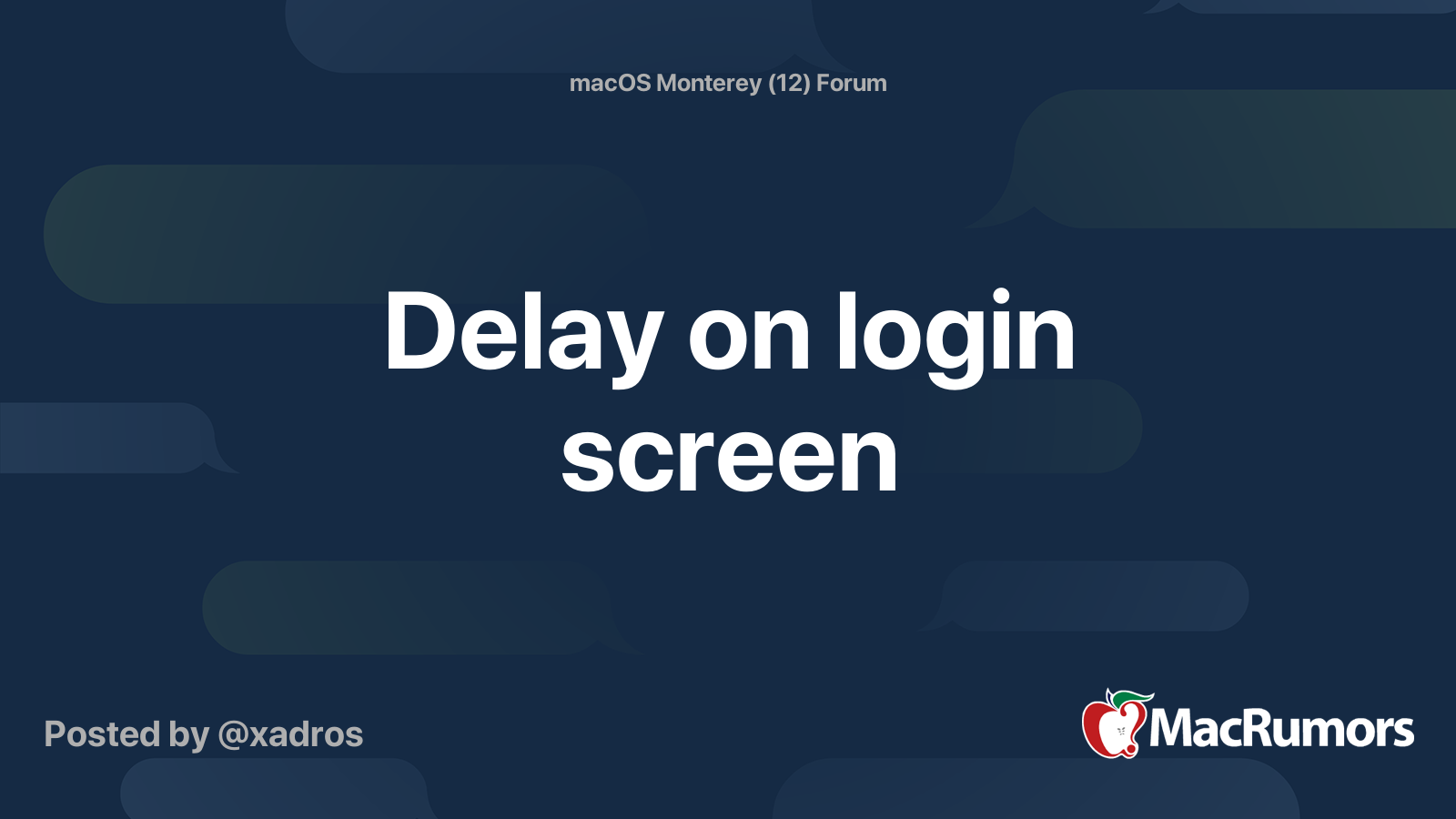Delay on login screen | MacRumors Forums