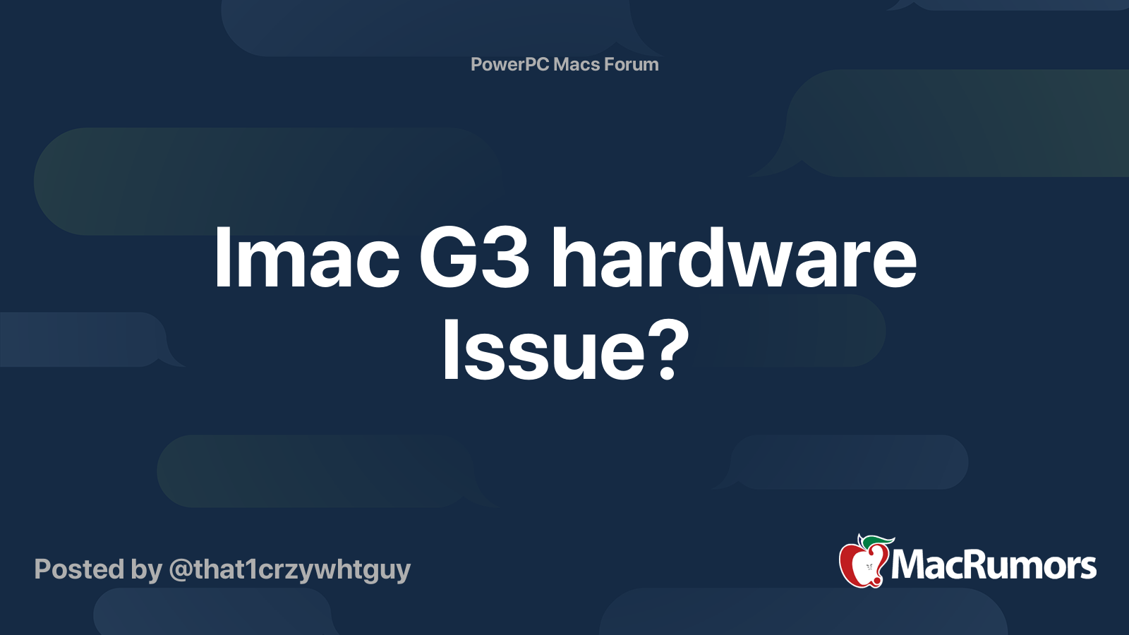 Imac G3 hardware Issue? | MacRumors Forums