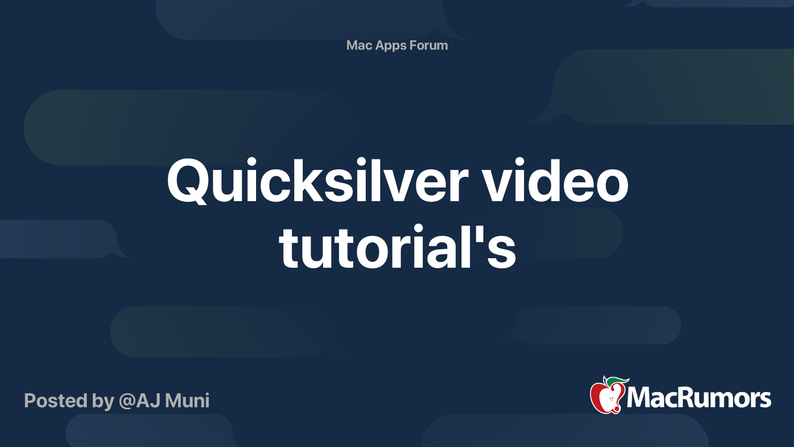 Quicksilver video tutorial's | MacRumors Forums