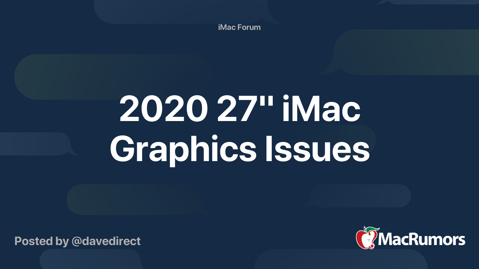 2020 27" iMac Graphics Issues | MacRumors Forums