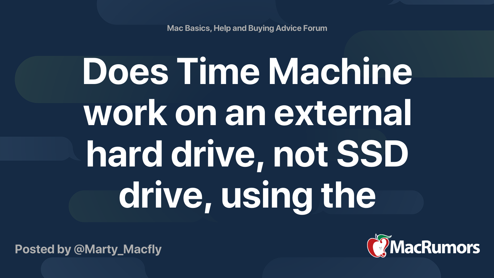 Does Time Machine work on an external hard drive, not SSD drive, using the AFPS format ...