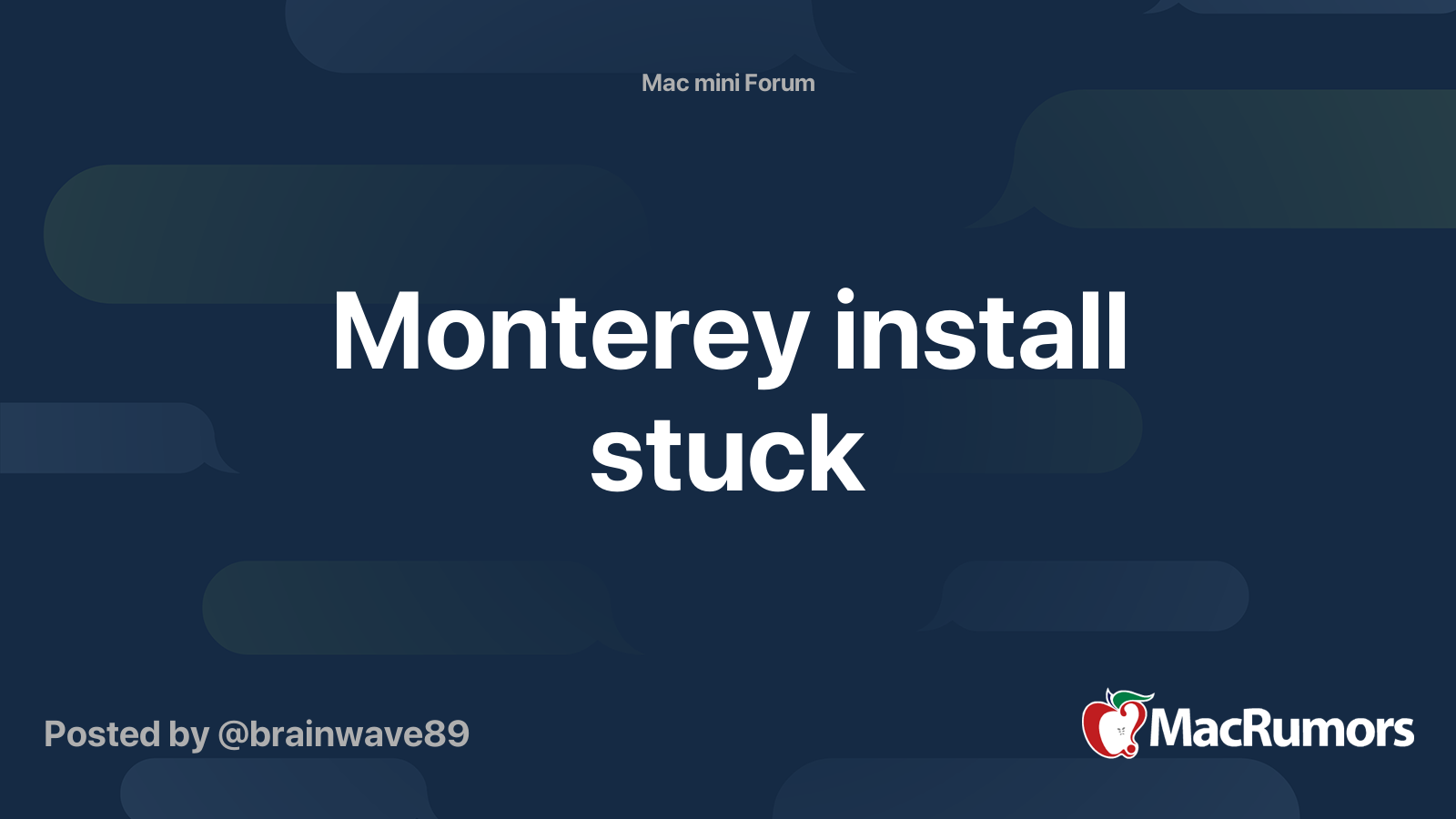 Monterey install stuck | MacRumors Forums