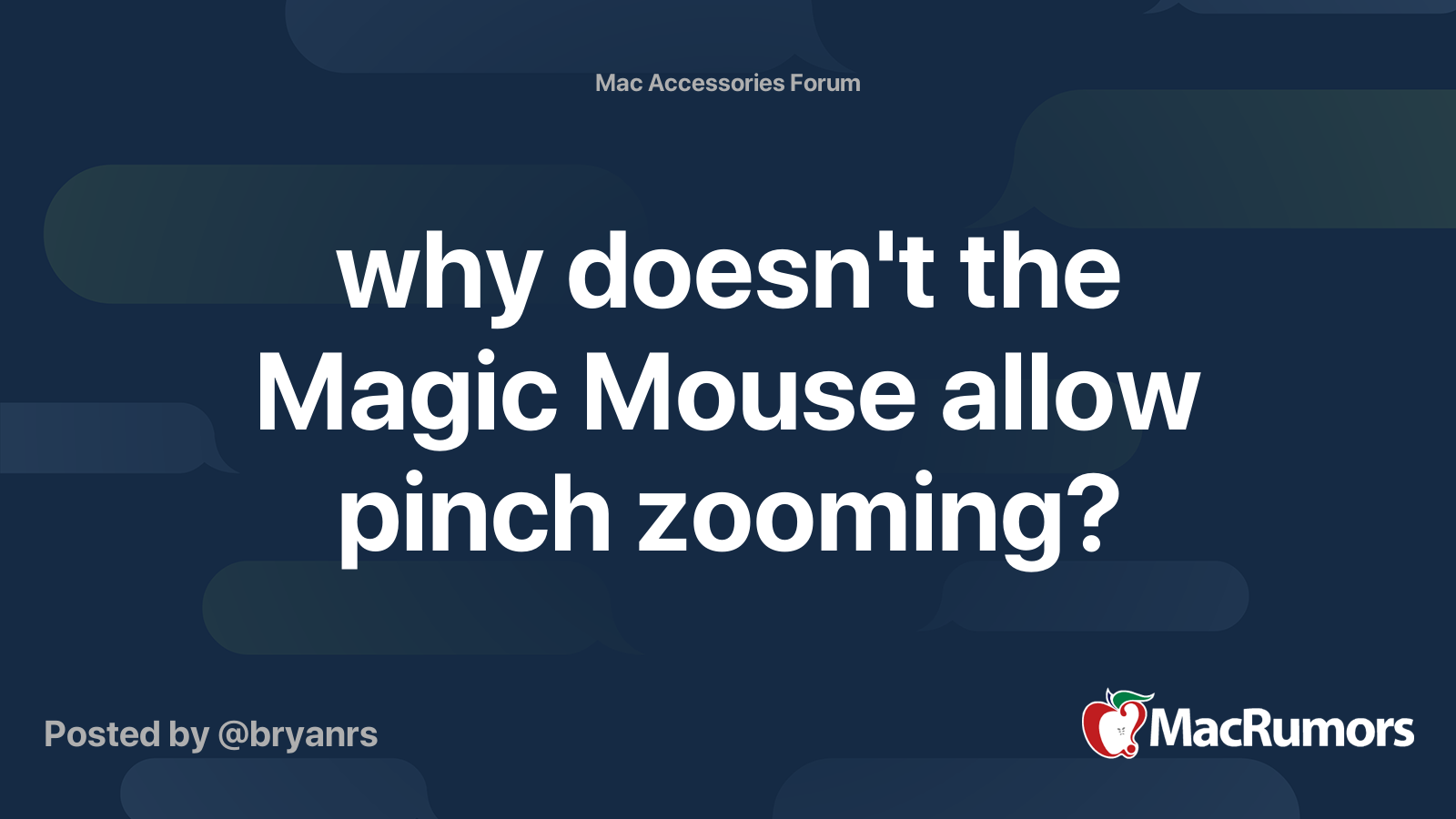 why doesn't the Magic Mouse allow pinch zooming? | MacRumors Forums