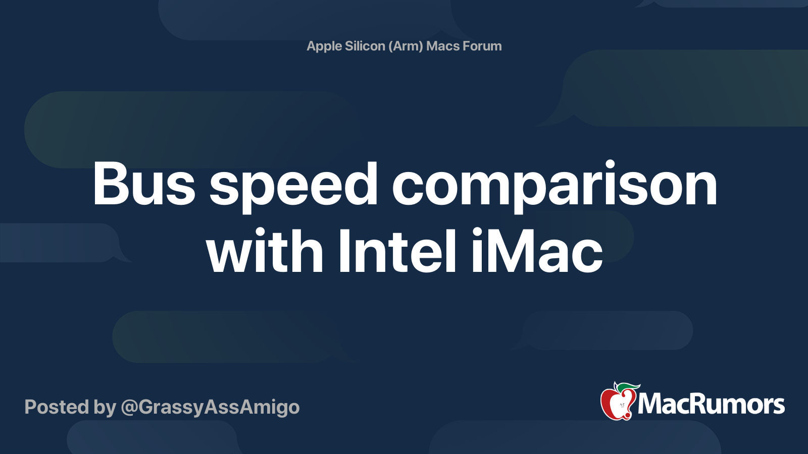 Bus speed comparison with Intel iMac | MacRumors Forums