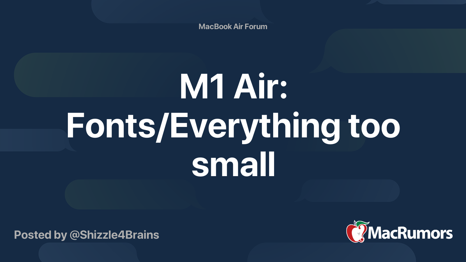 M1 Air: Fonts/Everything too small | MacRumors Forums