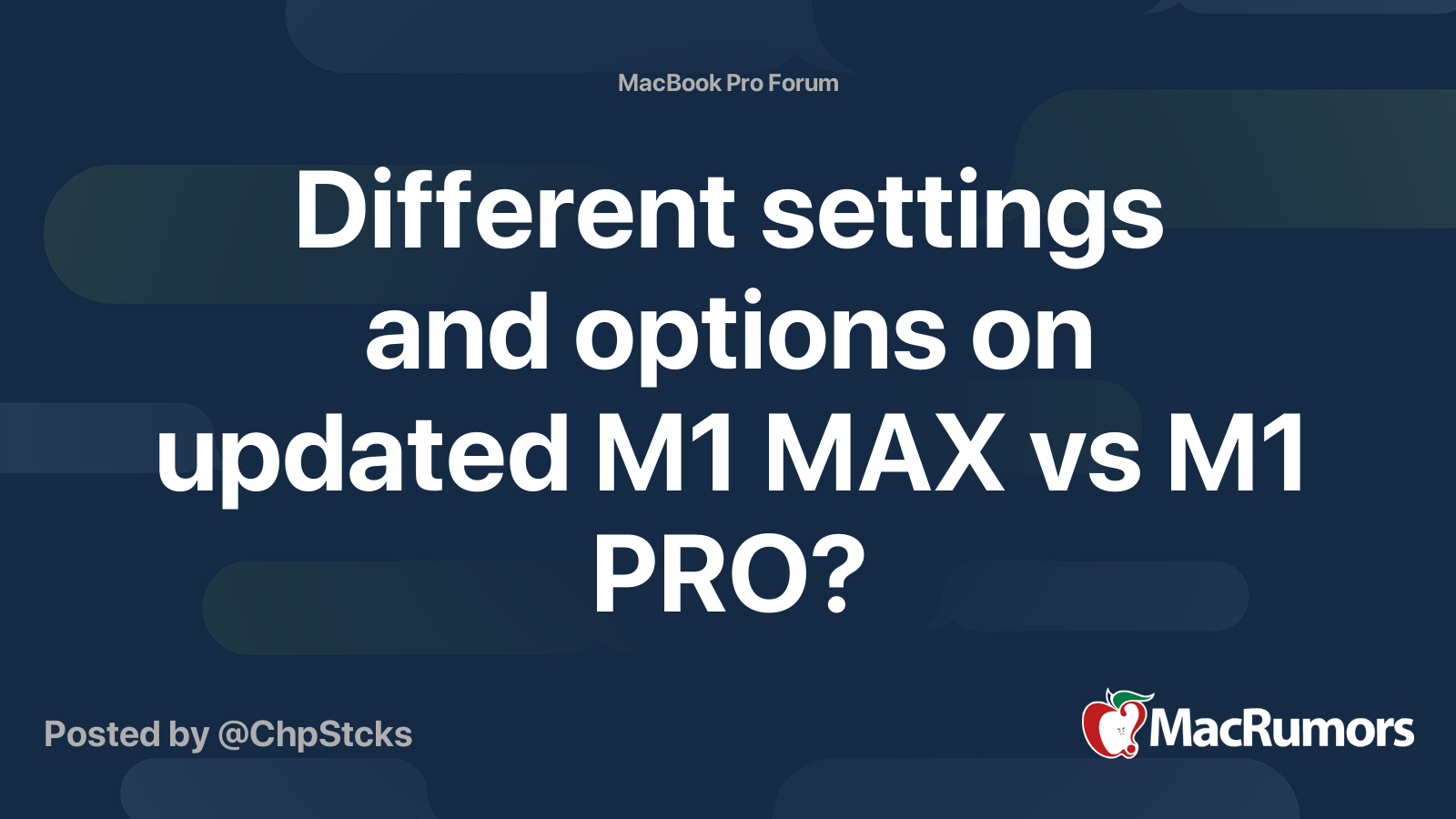 Different settings and options on updated M1 MAX vs M1 PRO? | MacRumors ...