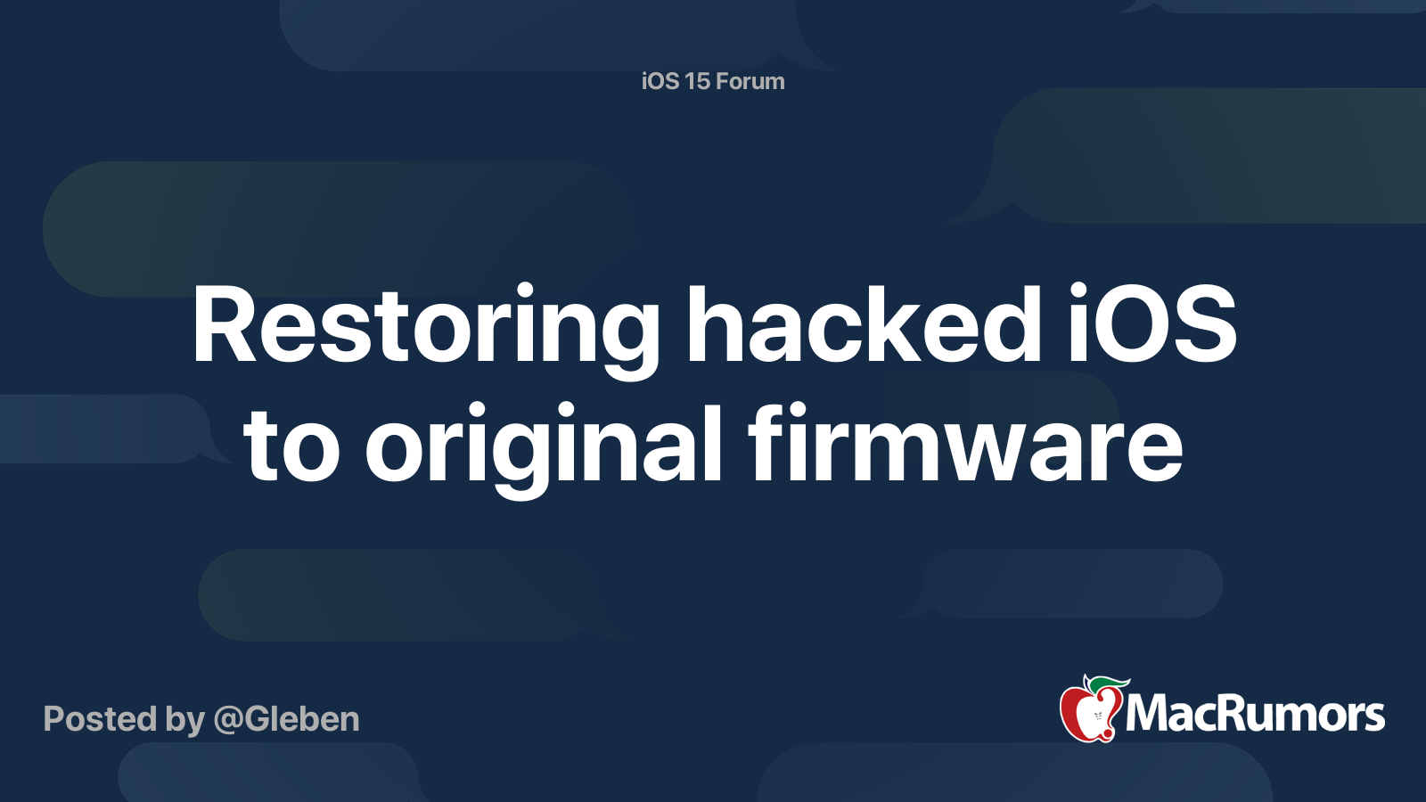 Restoring hacked iOS to original firmware | MacRumors Forums
