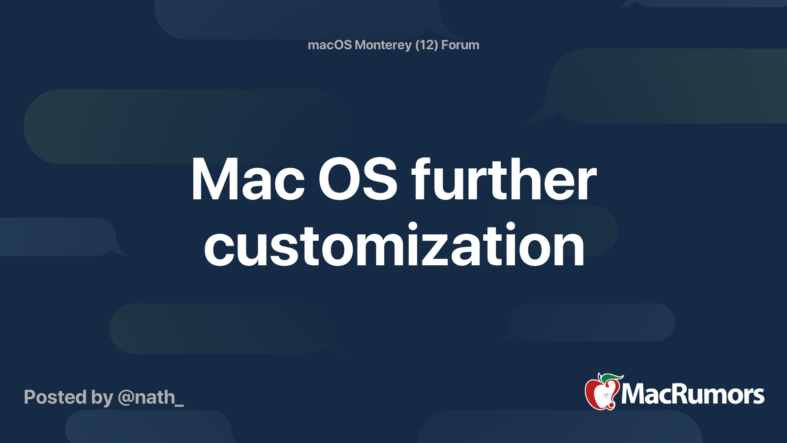 Mac OS further customization | MacRumors Forums