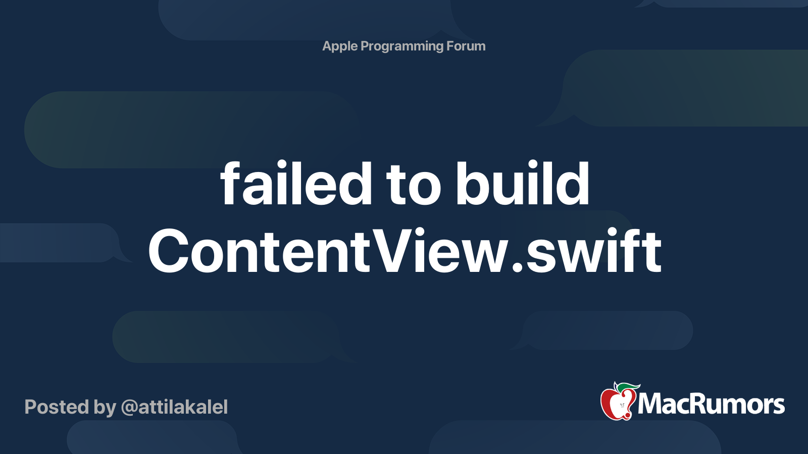 failed to build ContentView.swift | MacRumors Forums