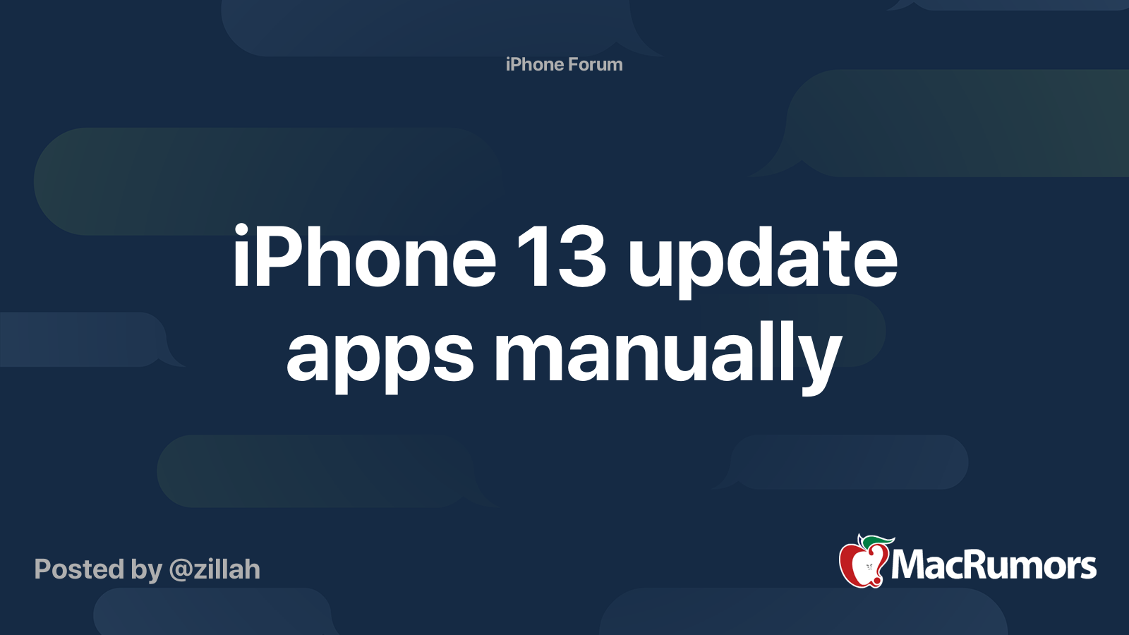 iPhone 13 update apps manually | MacRumors Forums