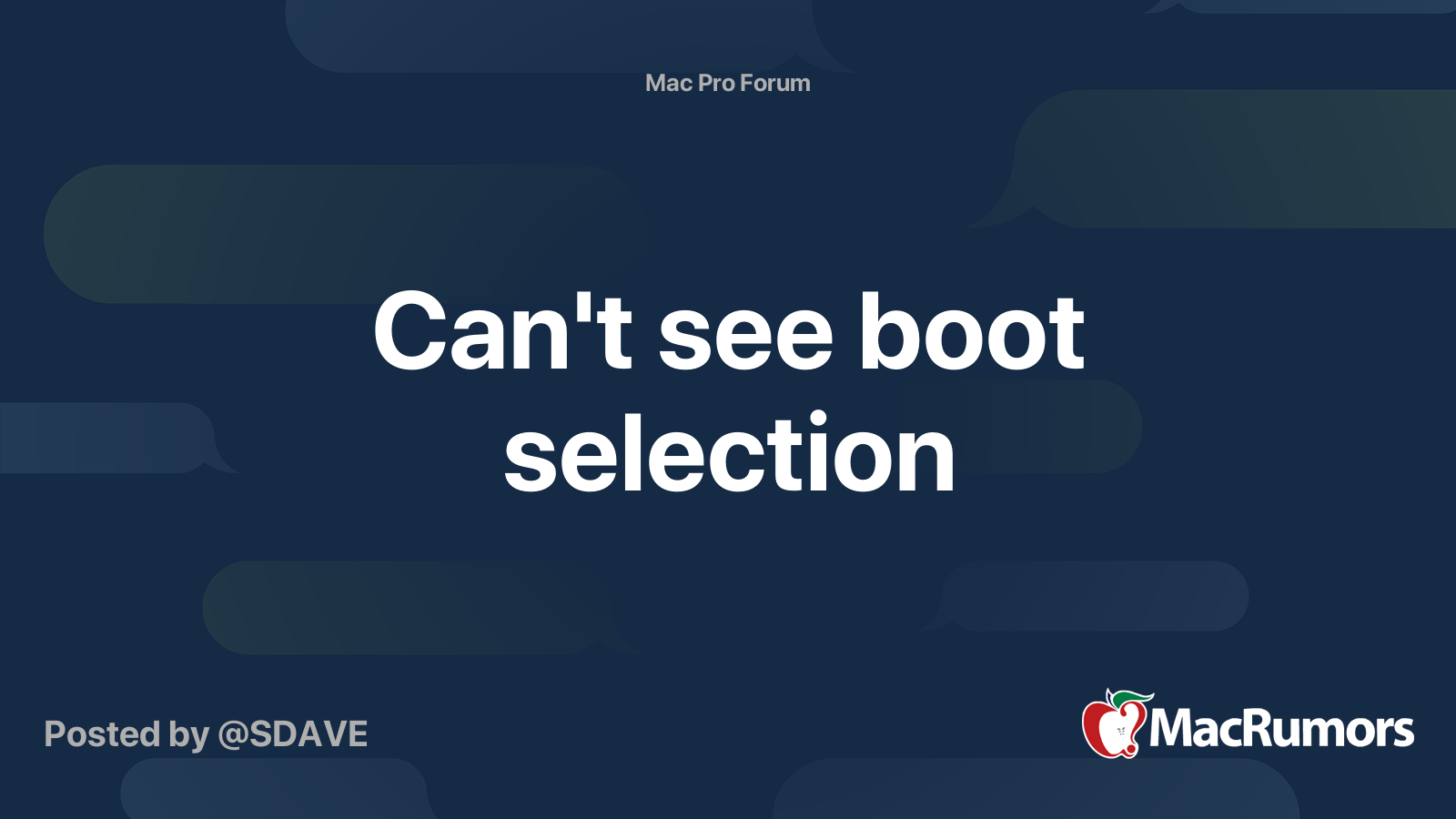Can't see boot selection | MacRumors Forums