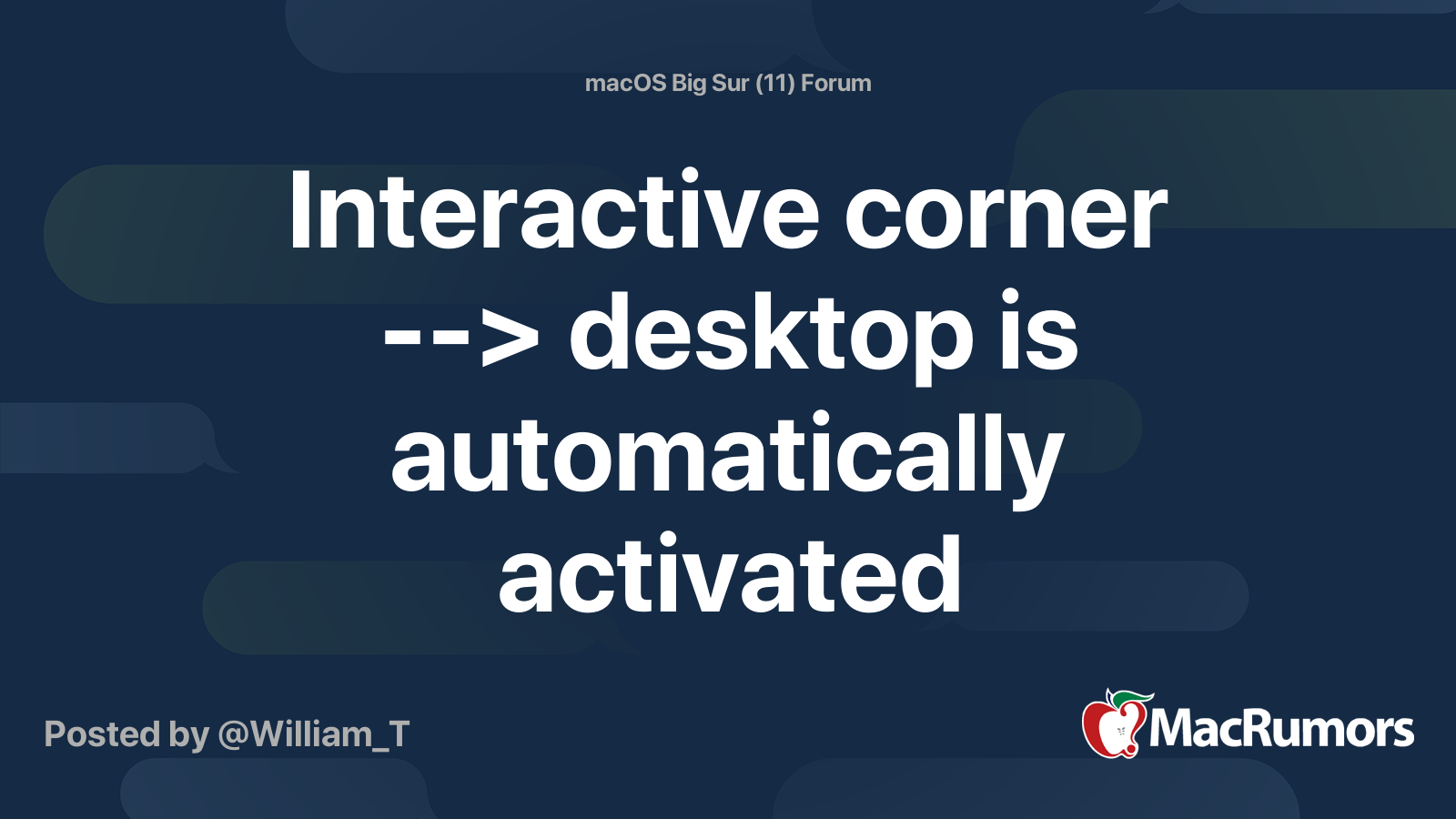 Interactive corner --> desktop is automatically activated independent ...