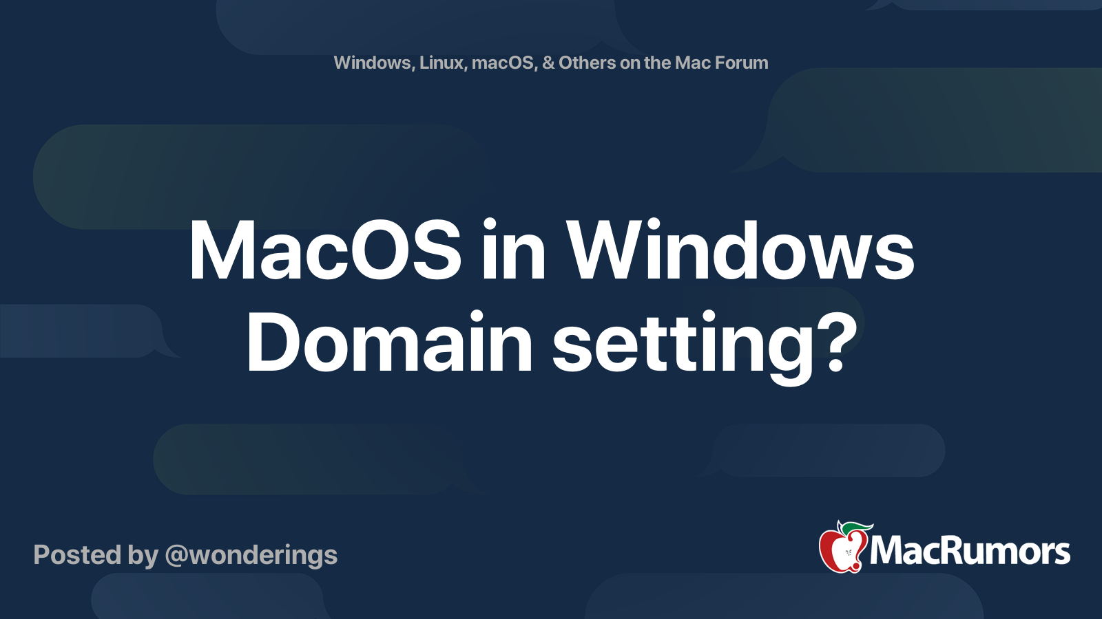 MacOS in Windows Domain setting? | MacRumors Forums