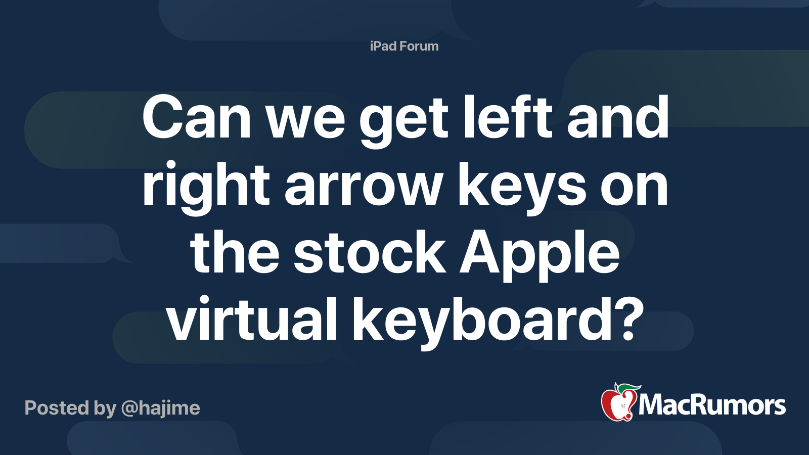 Can we get left and right arrow keys on the stock Apple virtual ...