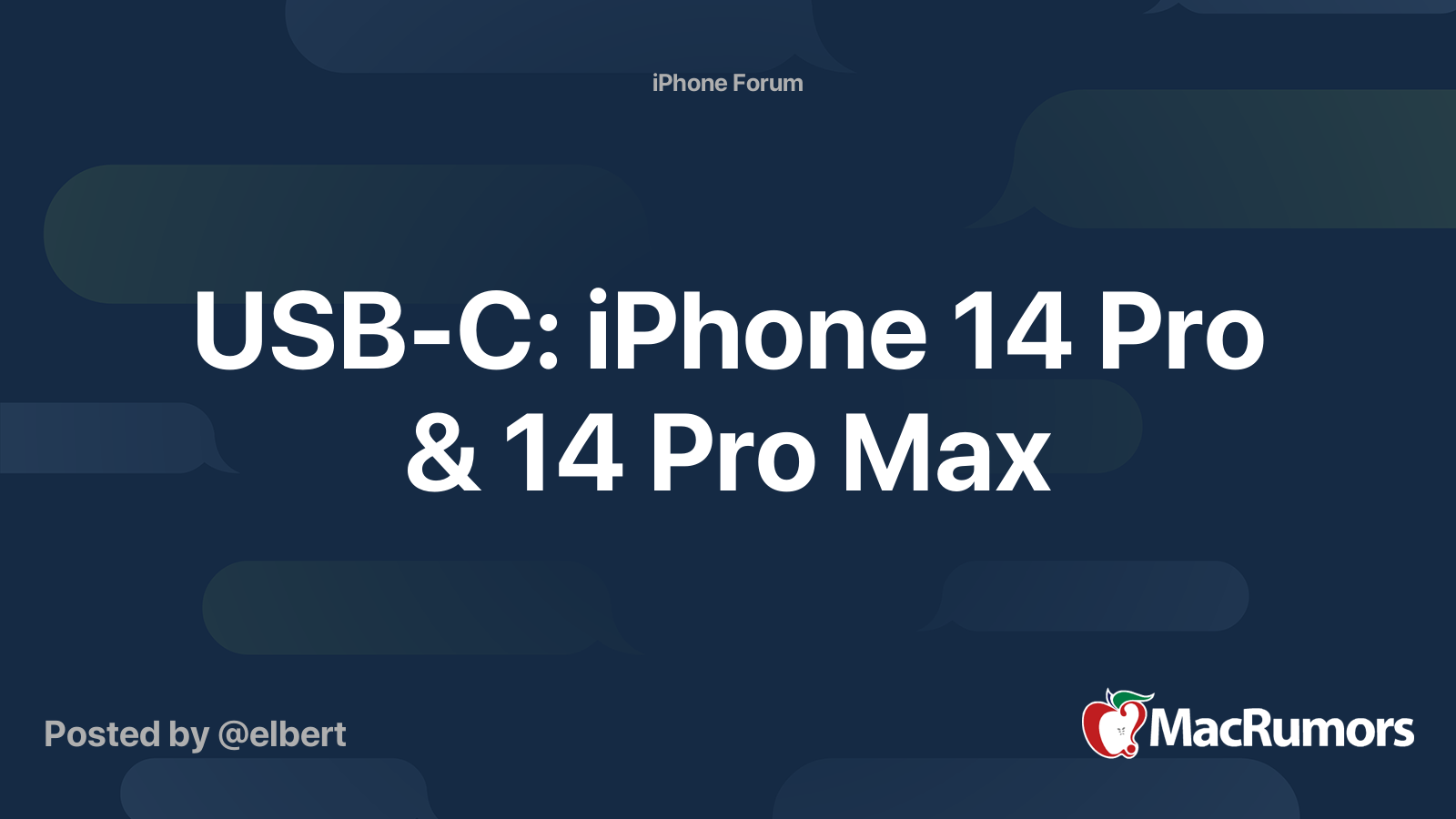 USB-C: iPhone 14 Pro & 14 Pro Max | MacRumors Forums