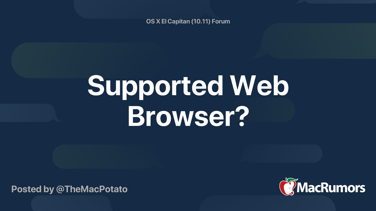 Supported Web Browser? | MacRumors Forums