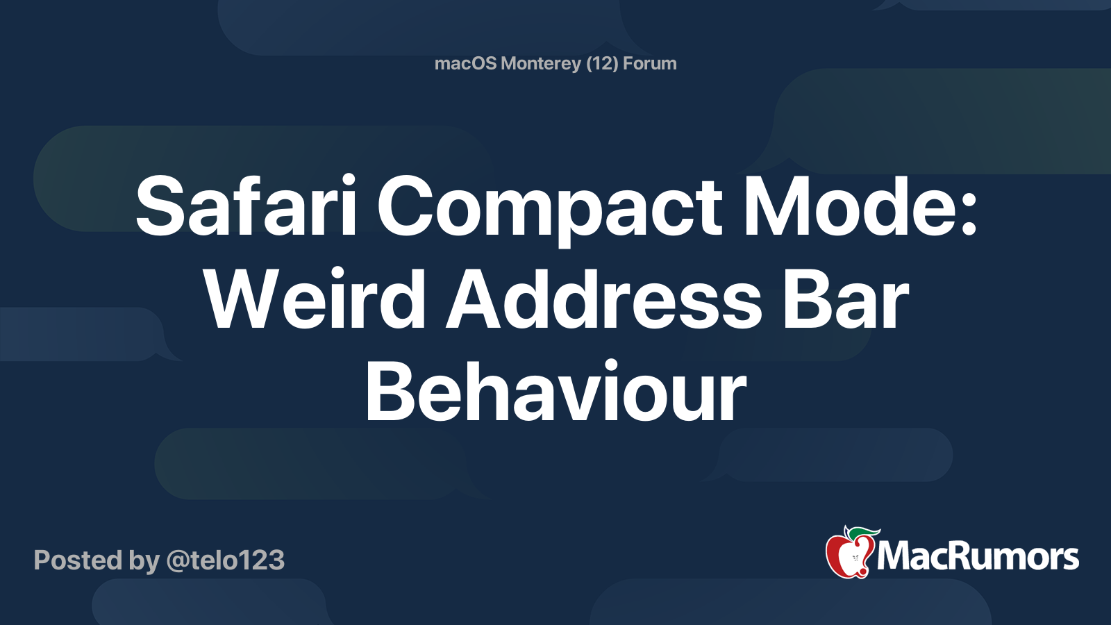 Safari Compact Mode: Weird Address Bar Behaviour | MacRumors Forums