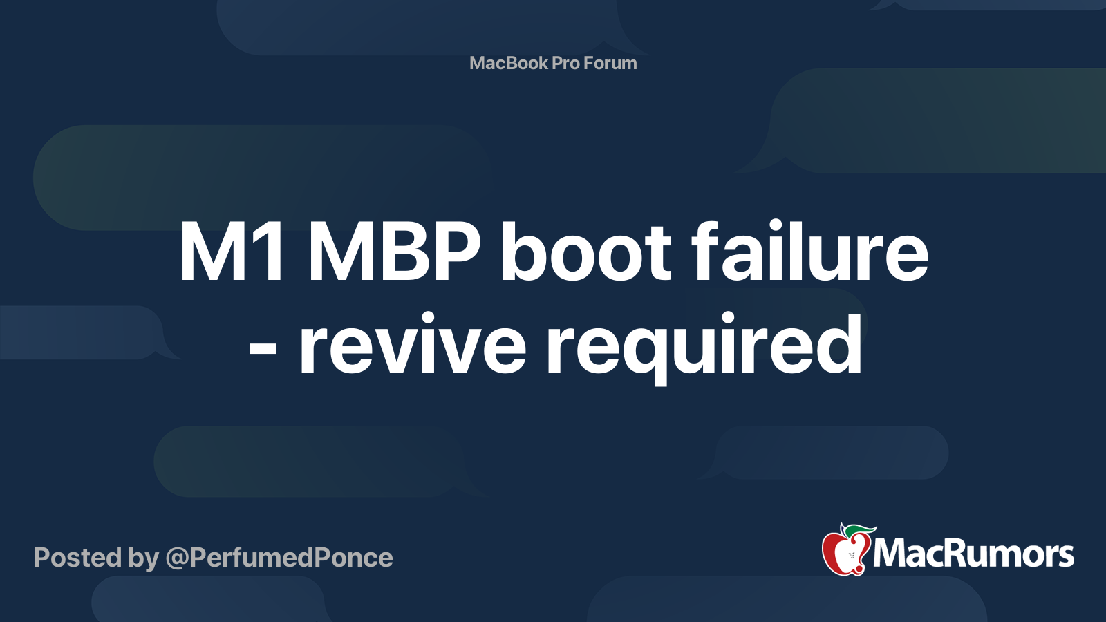 M1 MBP boot failure - revive required | MacRumors Forums
