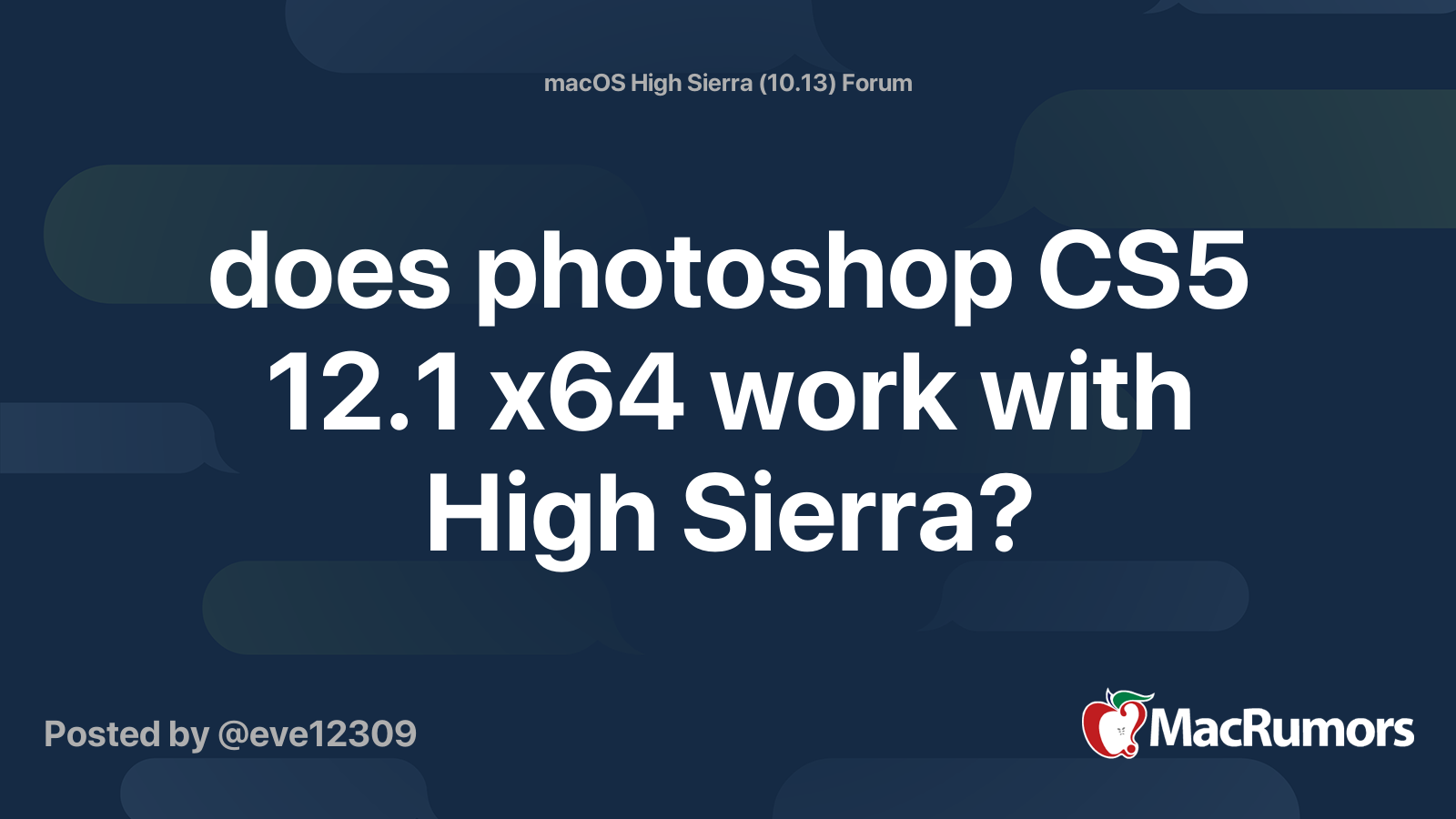 does photoshop CS5 12.1 x64 work with High Sierra? | MacRumors Forums