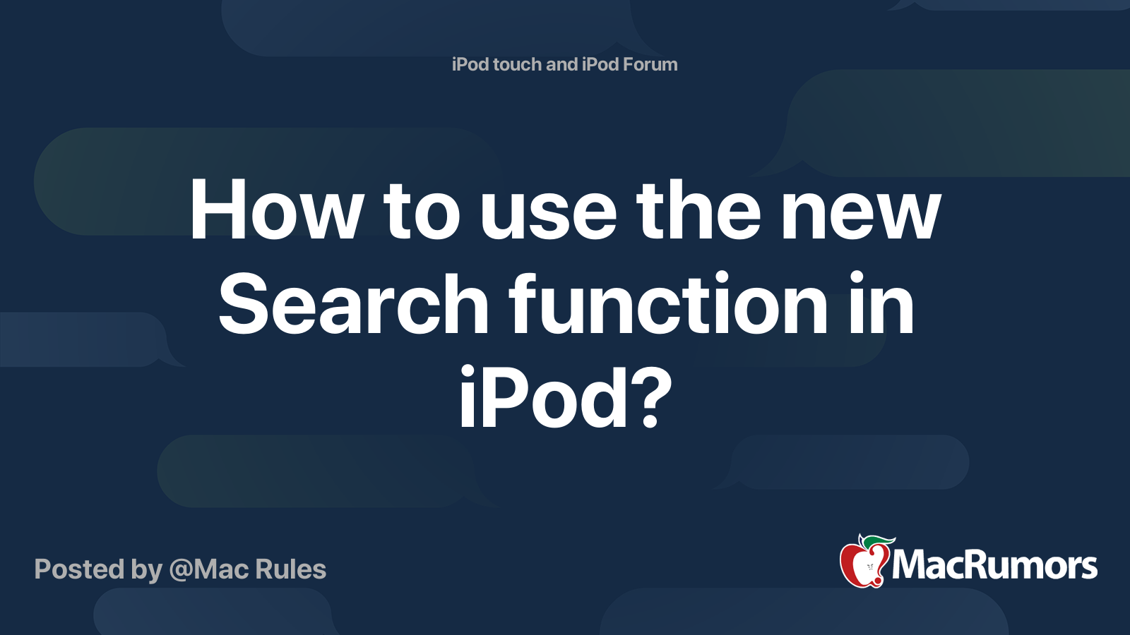 How to use the new Search function in iPod? | MacRumors Forums