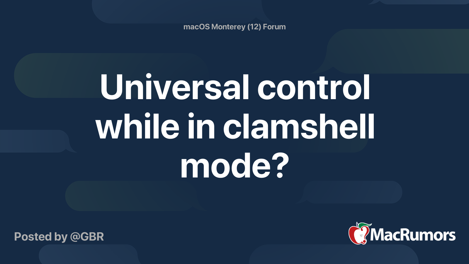 Universal control while in clamshell mode? | MacRumors Forums