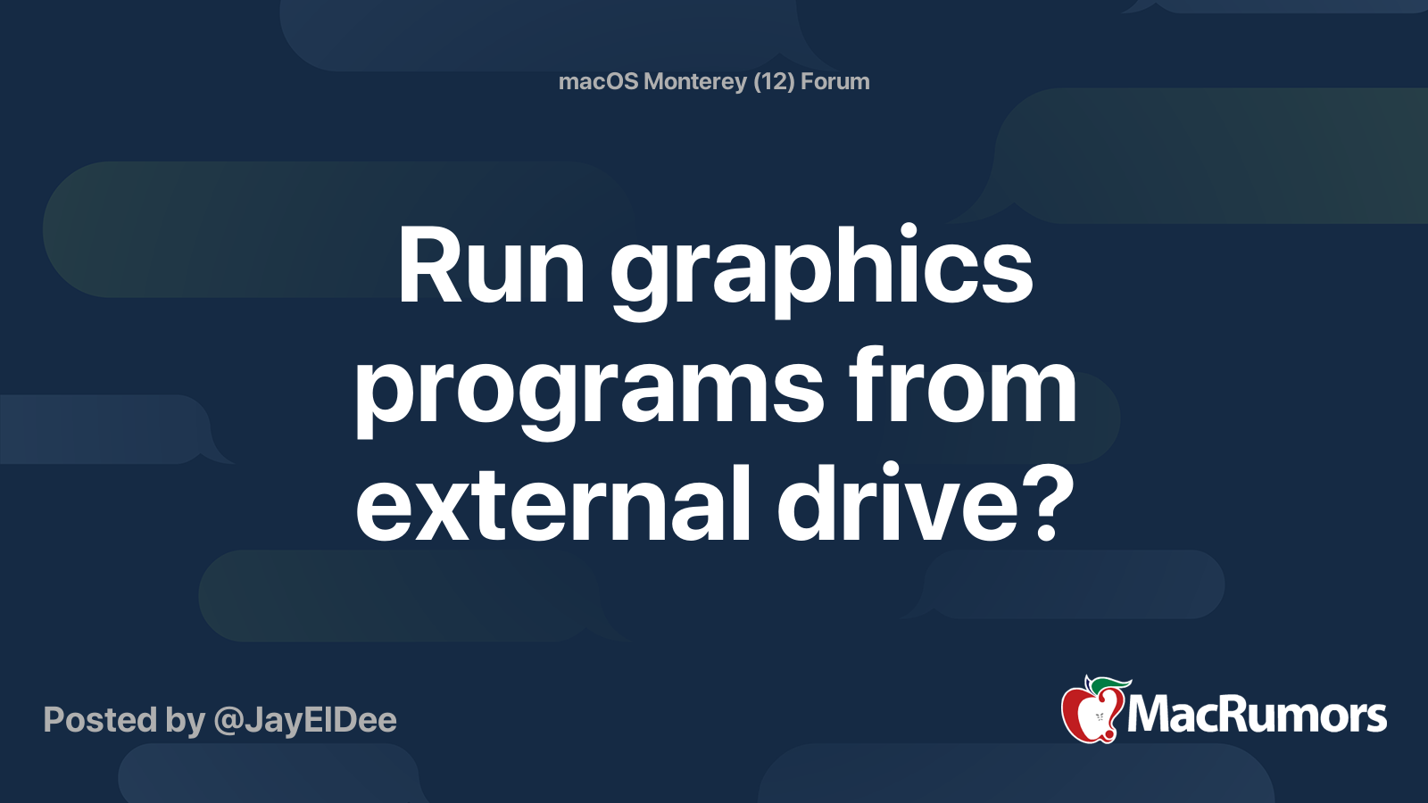Run graphics programs from external drive? | MacRumors Forums