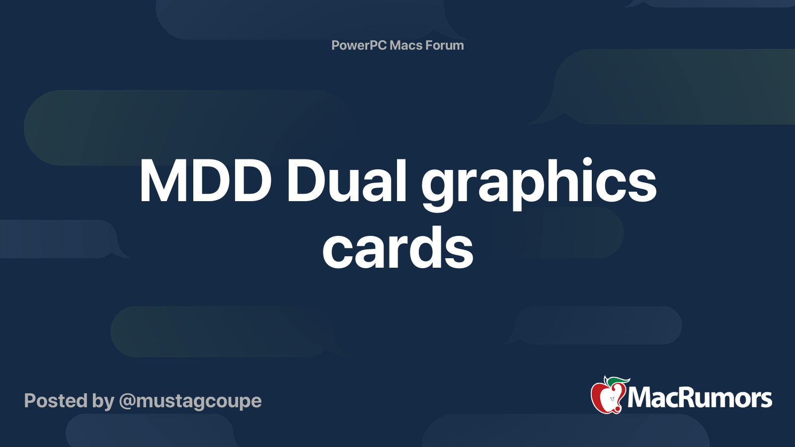 MDD Dual graphics cards | MacRumors Forums