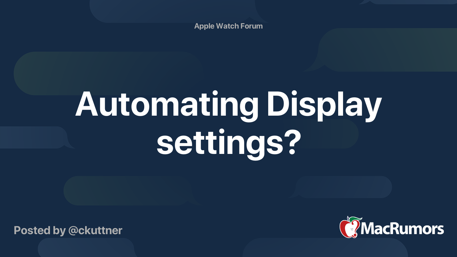Automating Display settings? | MacRumors Forums