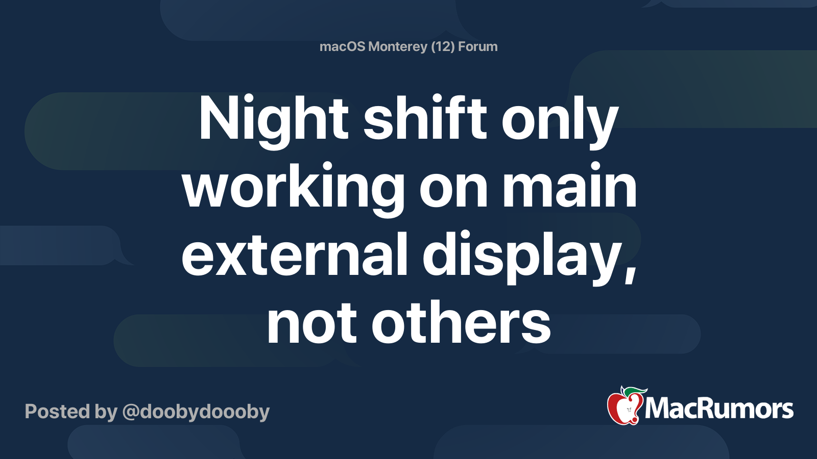 Night shift only working on main external display, not others ...